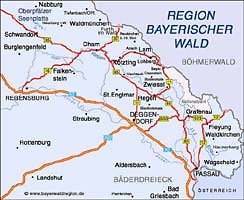 Bayerischer Wald Karte. Wanderkarte, Skikarte und Übersichtskarte ...